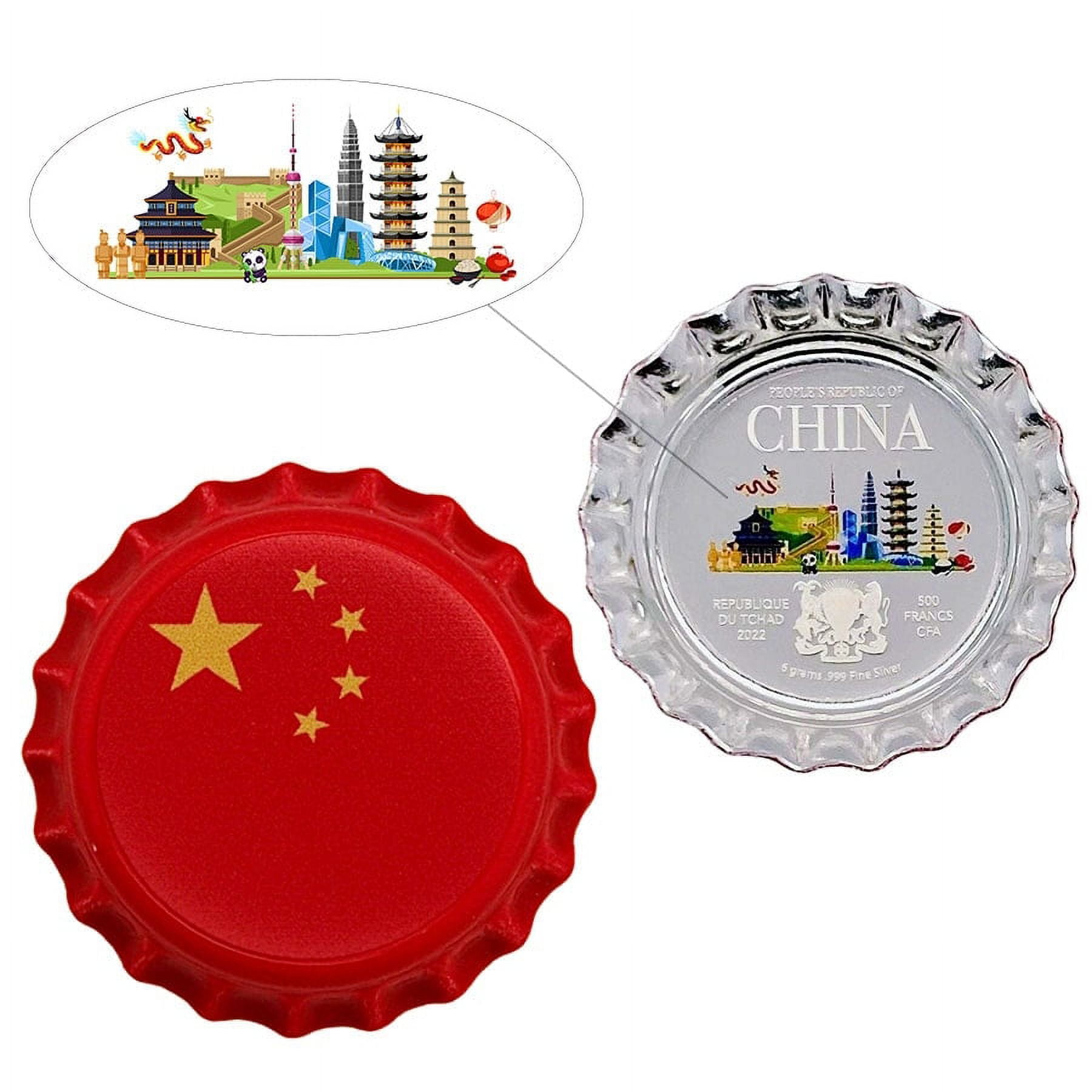2022 Chad 6 Gram World Landmarks - China Bottle Cap Proof Silver Coin ...