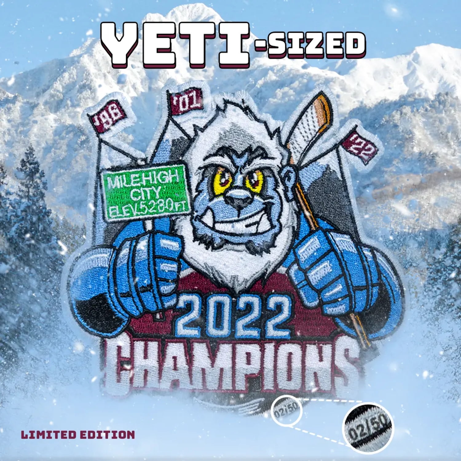 2022 Champions Denver Colorado Yeti Mascot Hockey Parody Embroidered ...