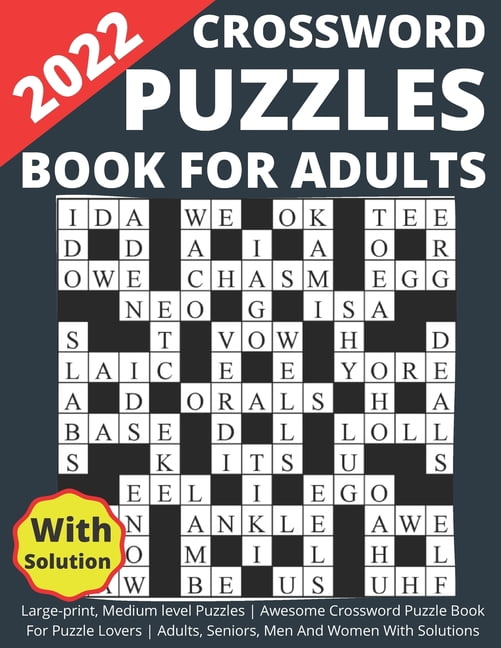2022 Crossword Puzzles Book For Adults Large-Print, Medium Level ...