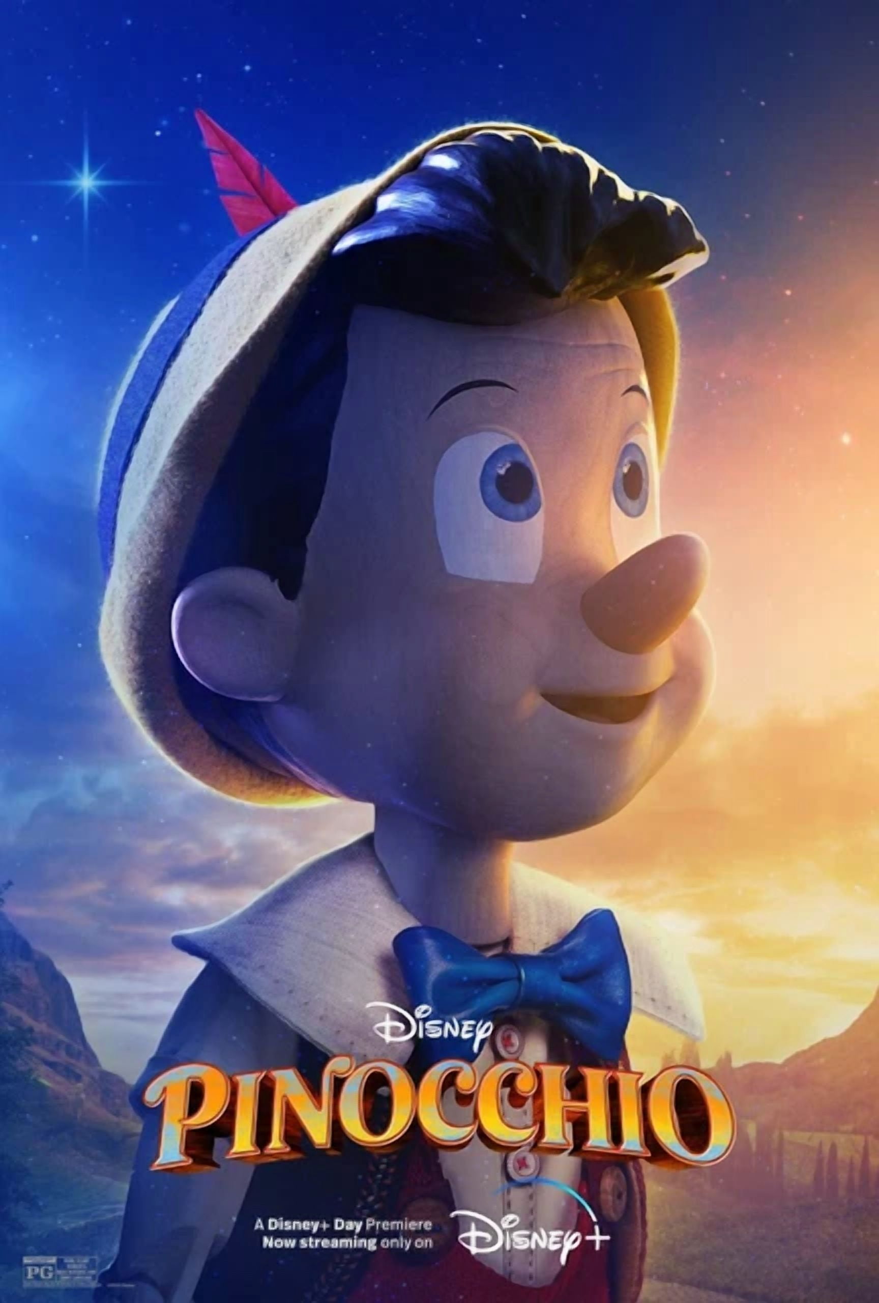 2022 Disney Pinocchio Movie Poster Tom Hanks Jiminy Cricket Geppetto ...