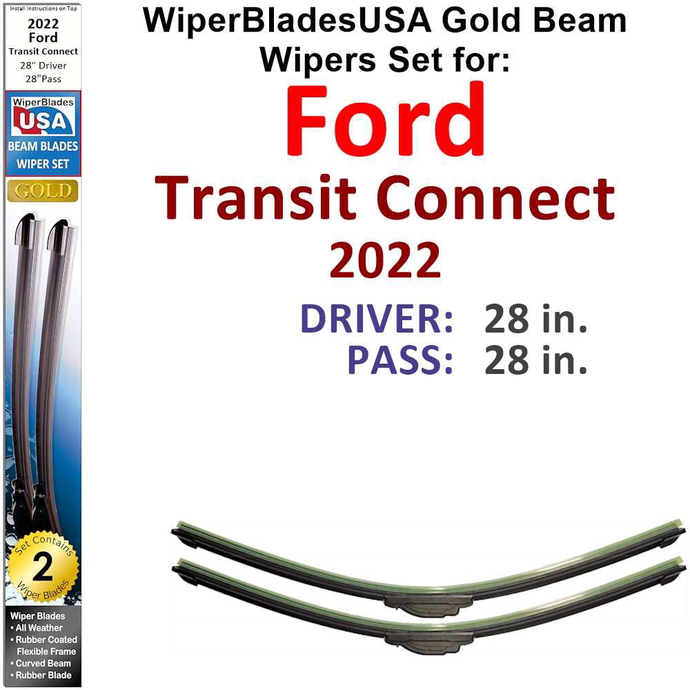 2022 Ford Transit Connect Beam Wiper Blades Wipers WBUSA (Set of 2 ...