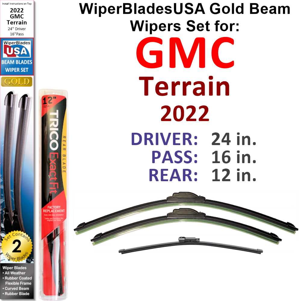 2022 GMC Terrain Beam Wiper Blades Wipers WBUSA (Set of 3) w/Rear Wiper ...