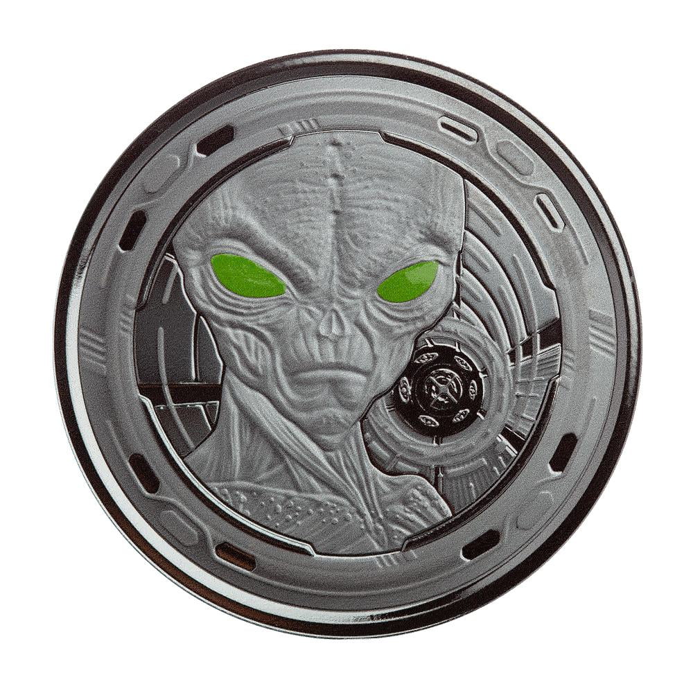 2022 Ghana 5 Cedis Alien Rhodium Plated 1 oz Silver Proof Coin ...