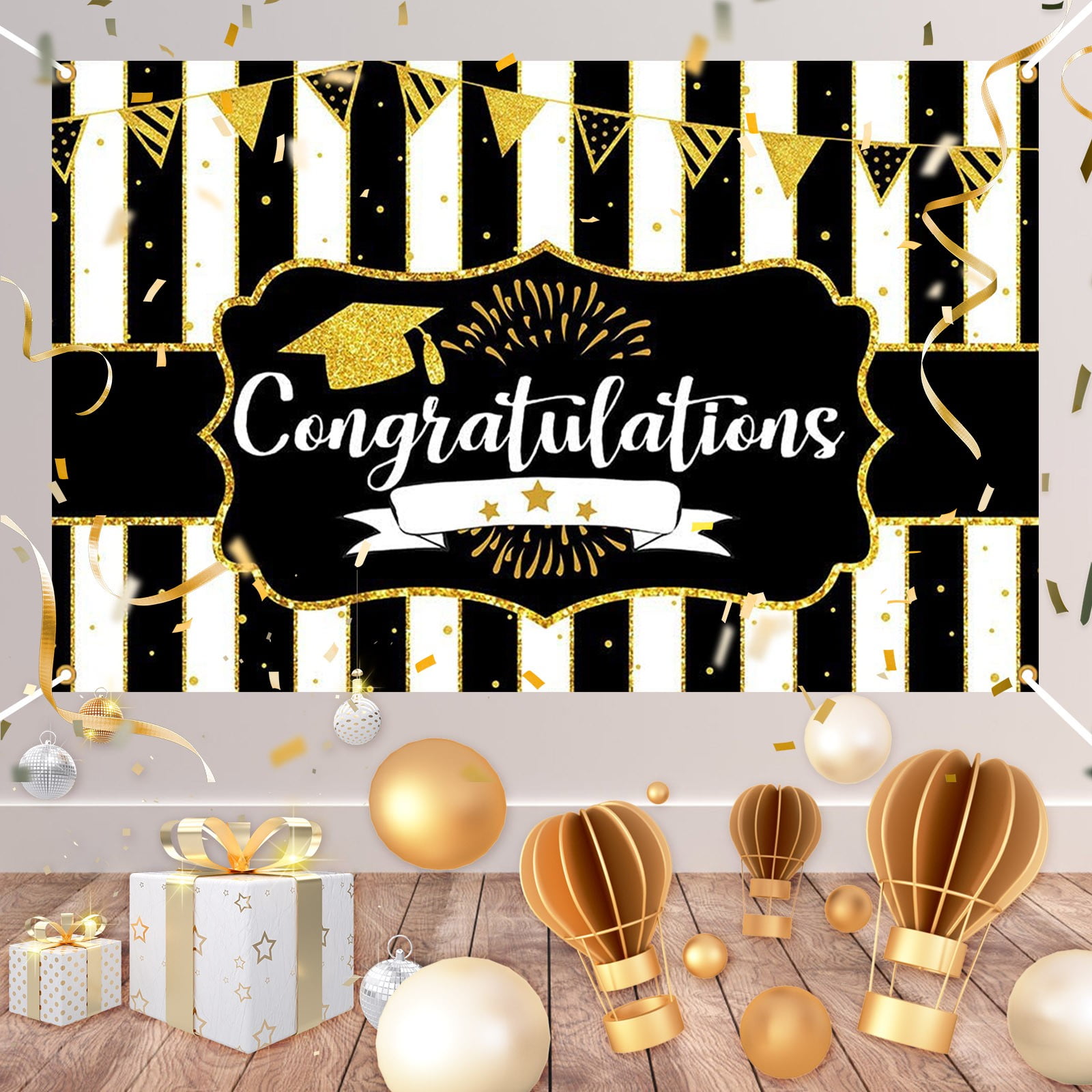 2022 Graduation Background Banner 70X 39.5 Inch Green Graduation Banner ...