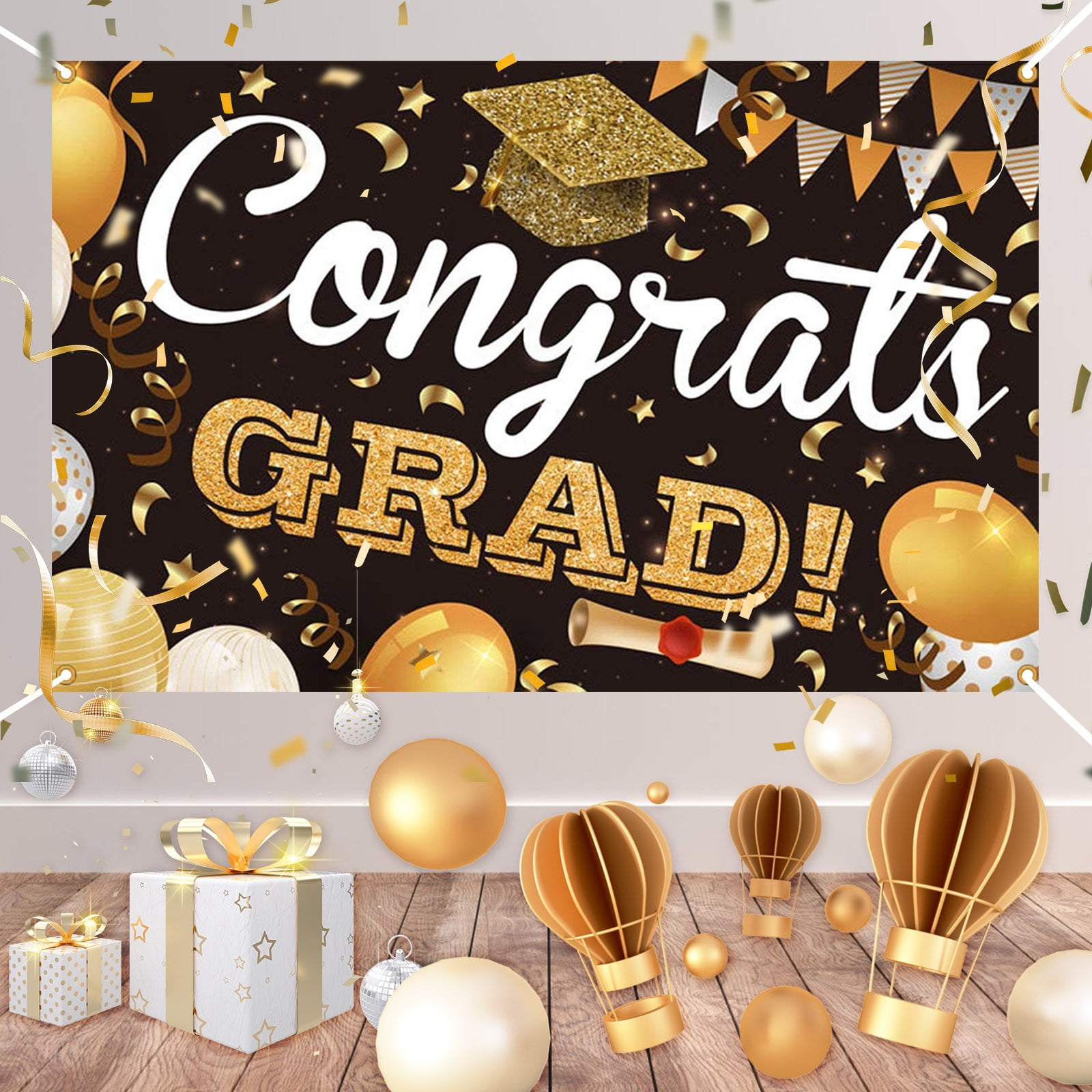 2022 Graduation Background Banner 70X 39.5 Inch Green Graduation Banner ...