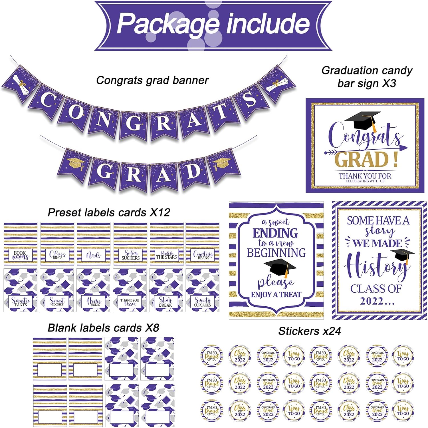 2022 Graduation Candy Bar Buffet Decorations Congrats Grad Kit Congrats ...