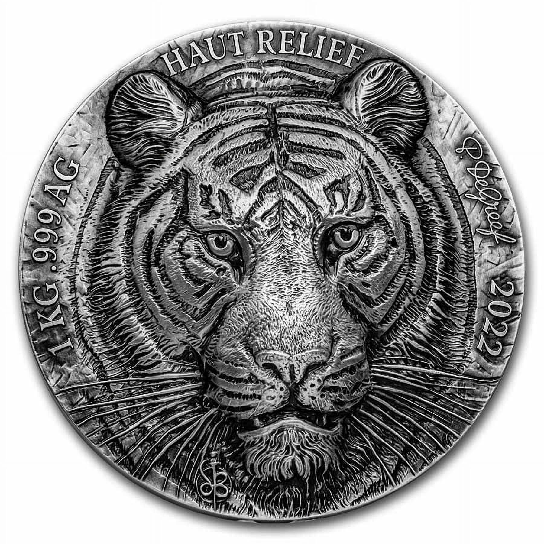 2022 Ivory Coast 1 kilo Antique Silver Big Five Asia: Tiger - Walmart.com