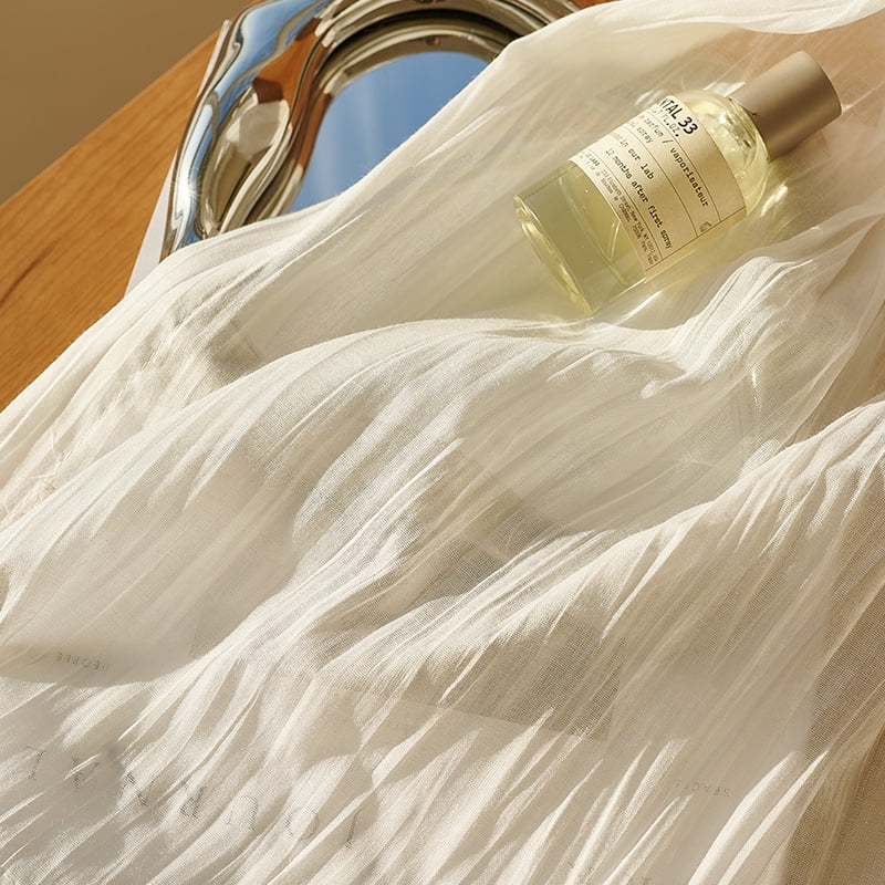 2022 Japanese Linen Translucent Gauze Curtain Living Room Warm White ...