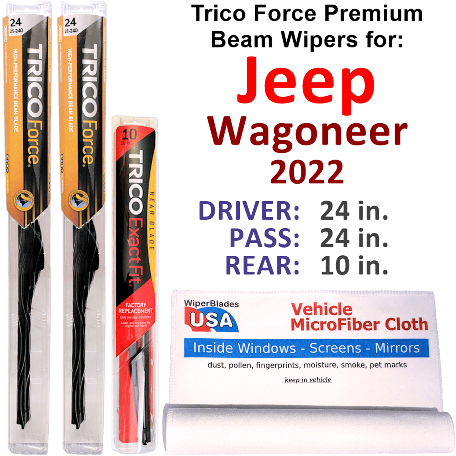 2022 Jeep Wagoneer Performance Beam Wipers (Set of 3) w/Rear Wiper ...