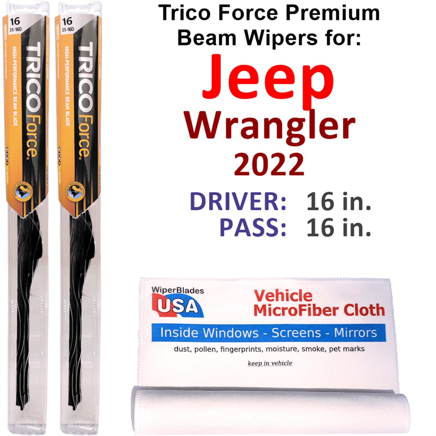 2022 Jeep Wrangler Performance Beam Wipers (Set of 2) - Walmart.com