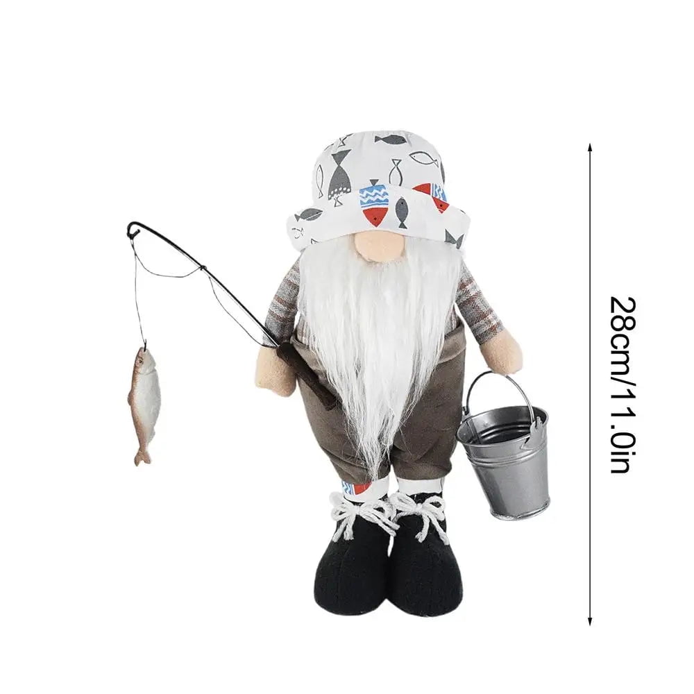 Handmade Fisherman Gnome Plush - 11" Farmhouse Fishing Decoration ...