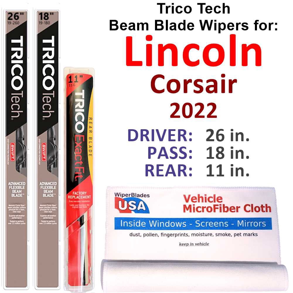 2022 Lincoln Corsair Beam Blade Wipers (Set of 3) w/Rear Wiper ...