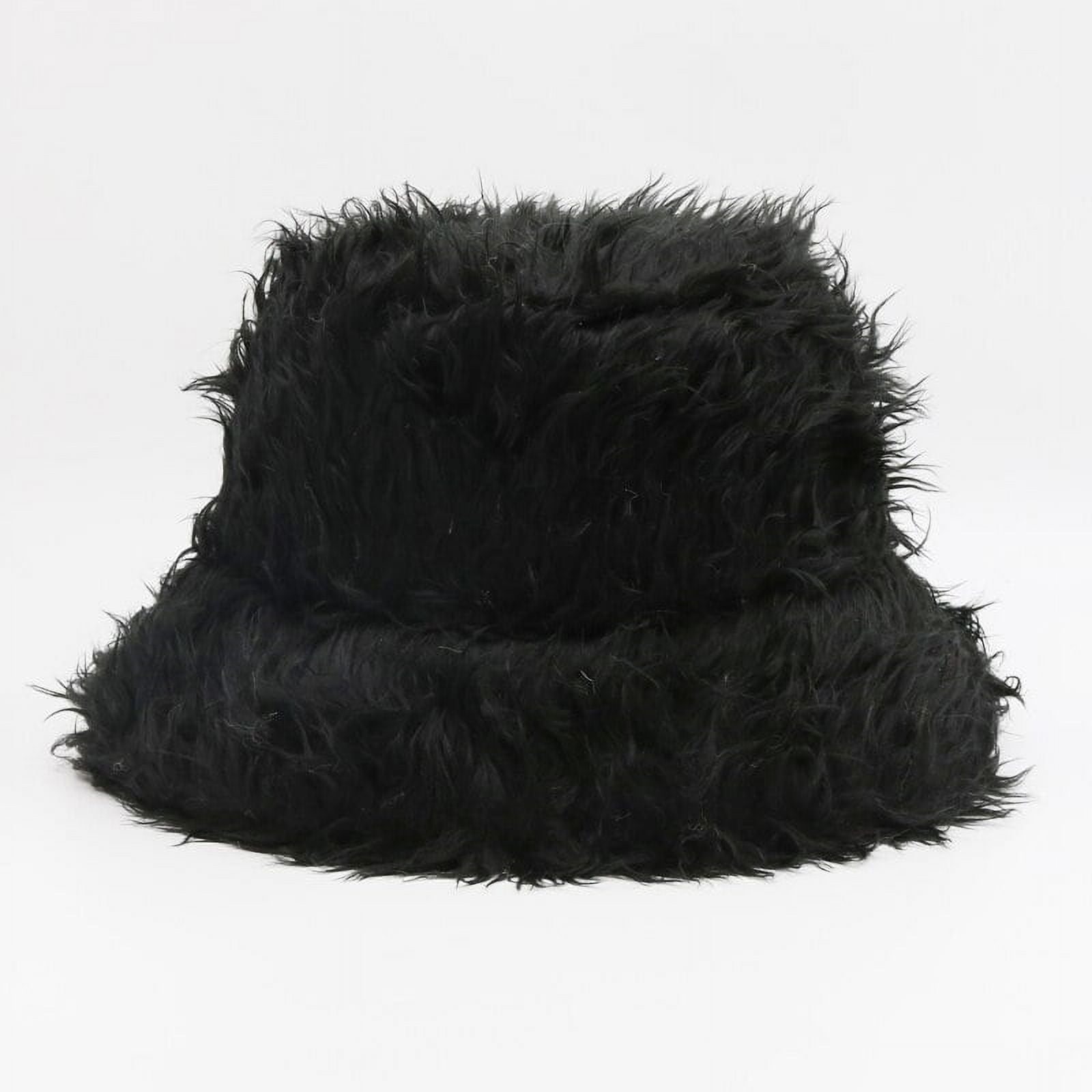 2022 Luxury Faux Fur Bucket Hat Woman Men Fluffy Colorful Print Tie-dye ...