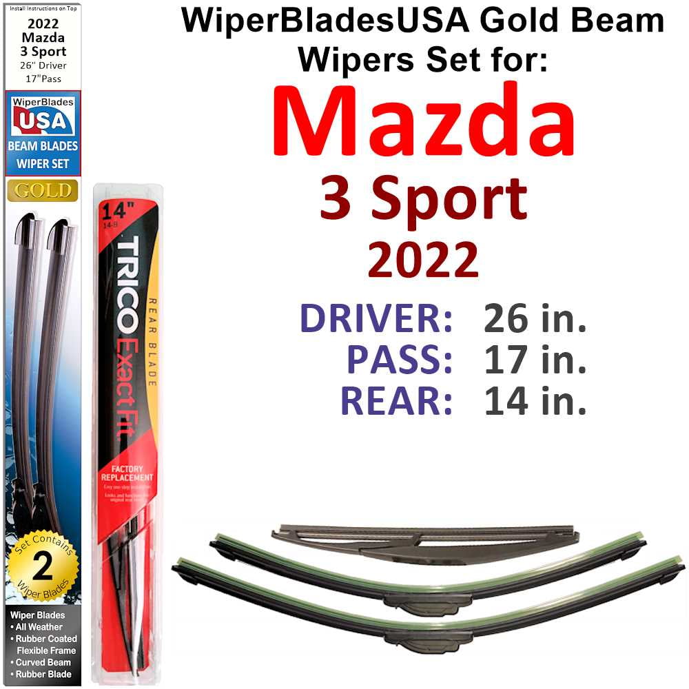 2022 Mazda 3 Sport Beam Wiper Blades Wipers WBUSA (Set of 3) w/Rear ...