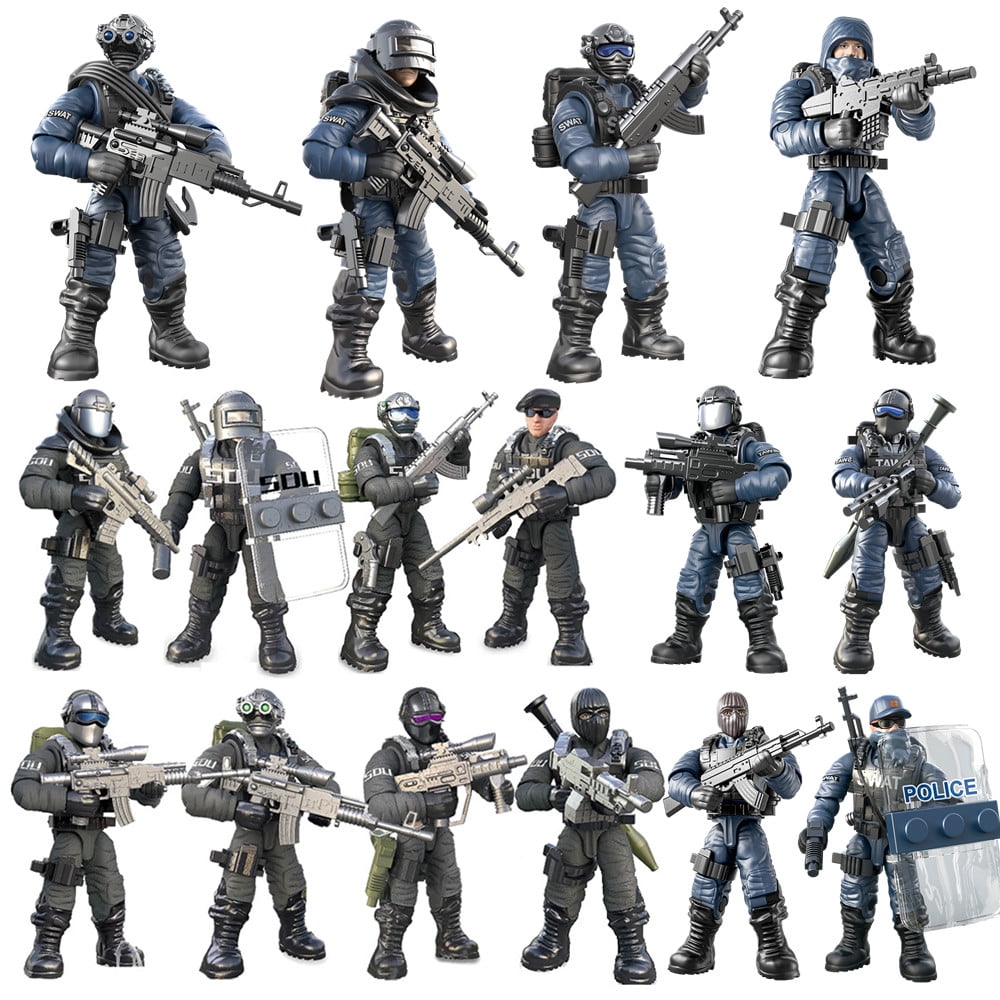 2022 Military Army World War WW2 SWAT Soldiers Police Figures Building ...