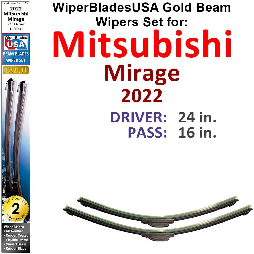 2022 Mitsubishi Mirage Beam Wiper Blades Wipers WBUSA (Set of 2 ...
