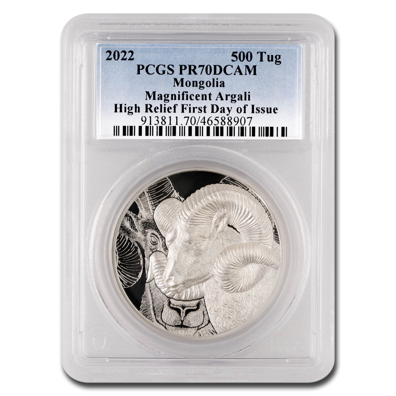 2022 Mongolia 1 oz Silver Magnificent Argali Ram PR-70 PCGS (FDI ...