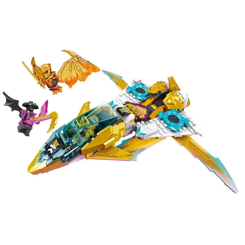 2022 New 1061pcs Golden Ultra Dragon Bricks Golden Dragon Jet Building ...