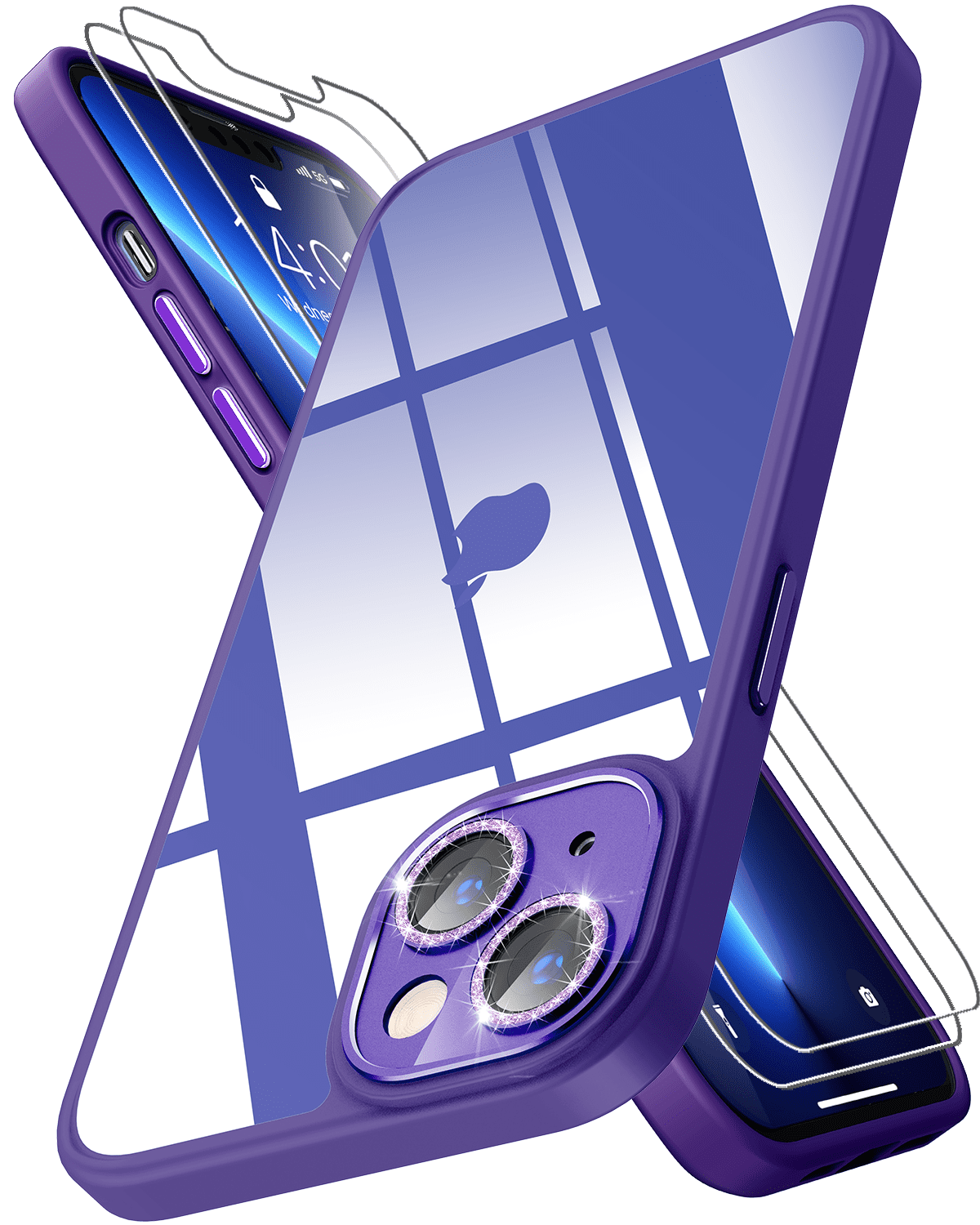 [2022 New] Meifigno Clear Glitter Case for iPhone 14 6.1 Inch with 2 ...