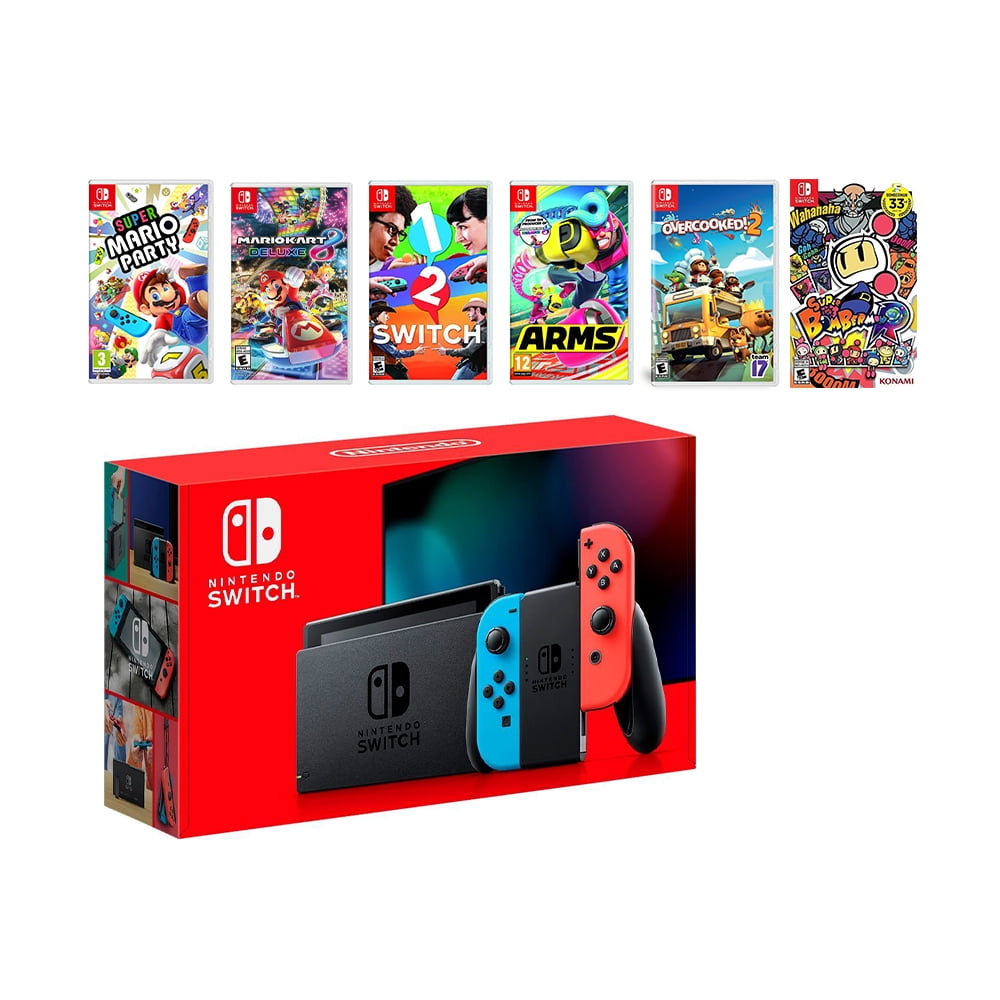 2022 New Nintendo Switch Red/Blue Joy-Con Console Multiplayer Party ...