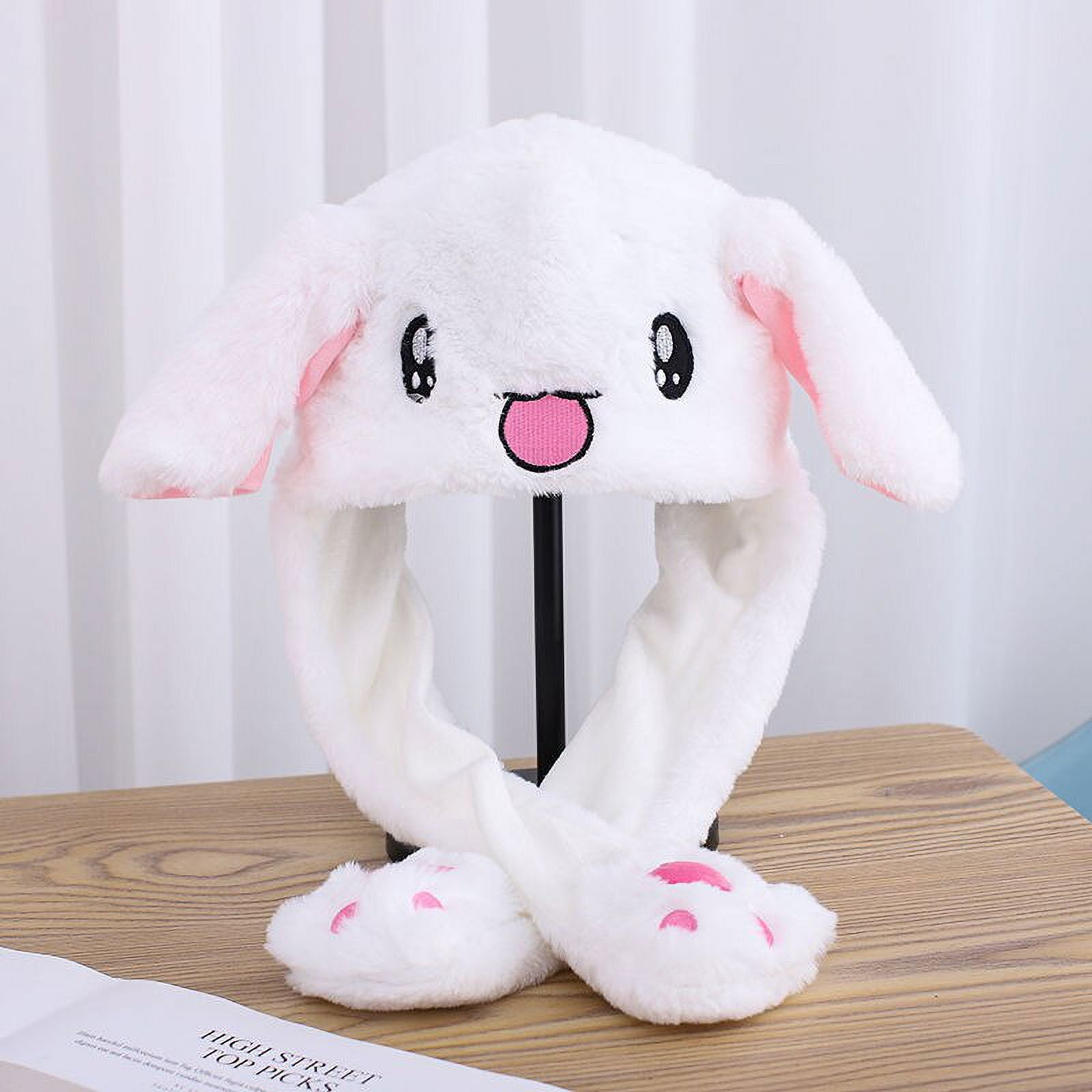 2022 New Rabbit Women's Hat Beanie Plush Can Moving Bunny Ears Hat with ...