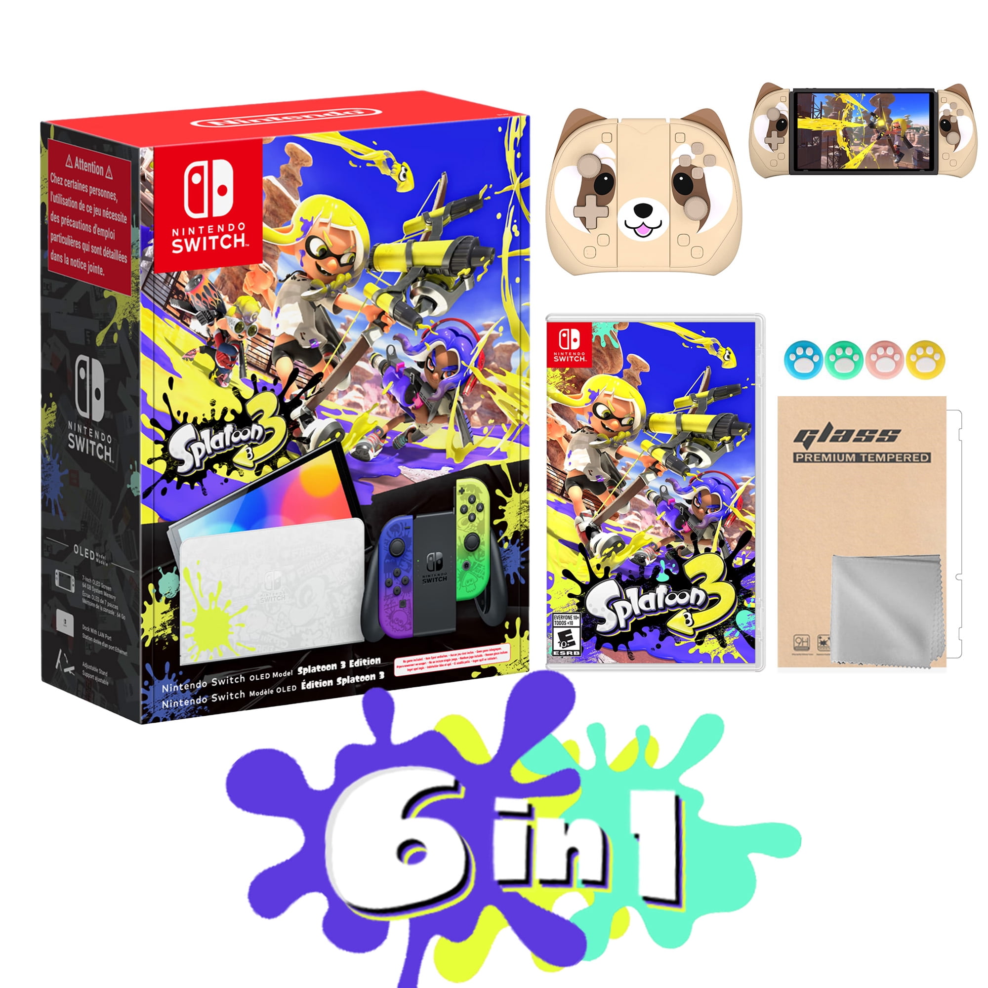 Nintendo Switch OLED 2022, Splatoon 3 Edition, Blue/Yellow Joy-Con ...