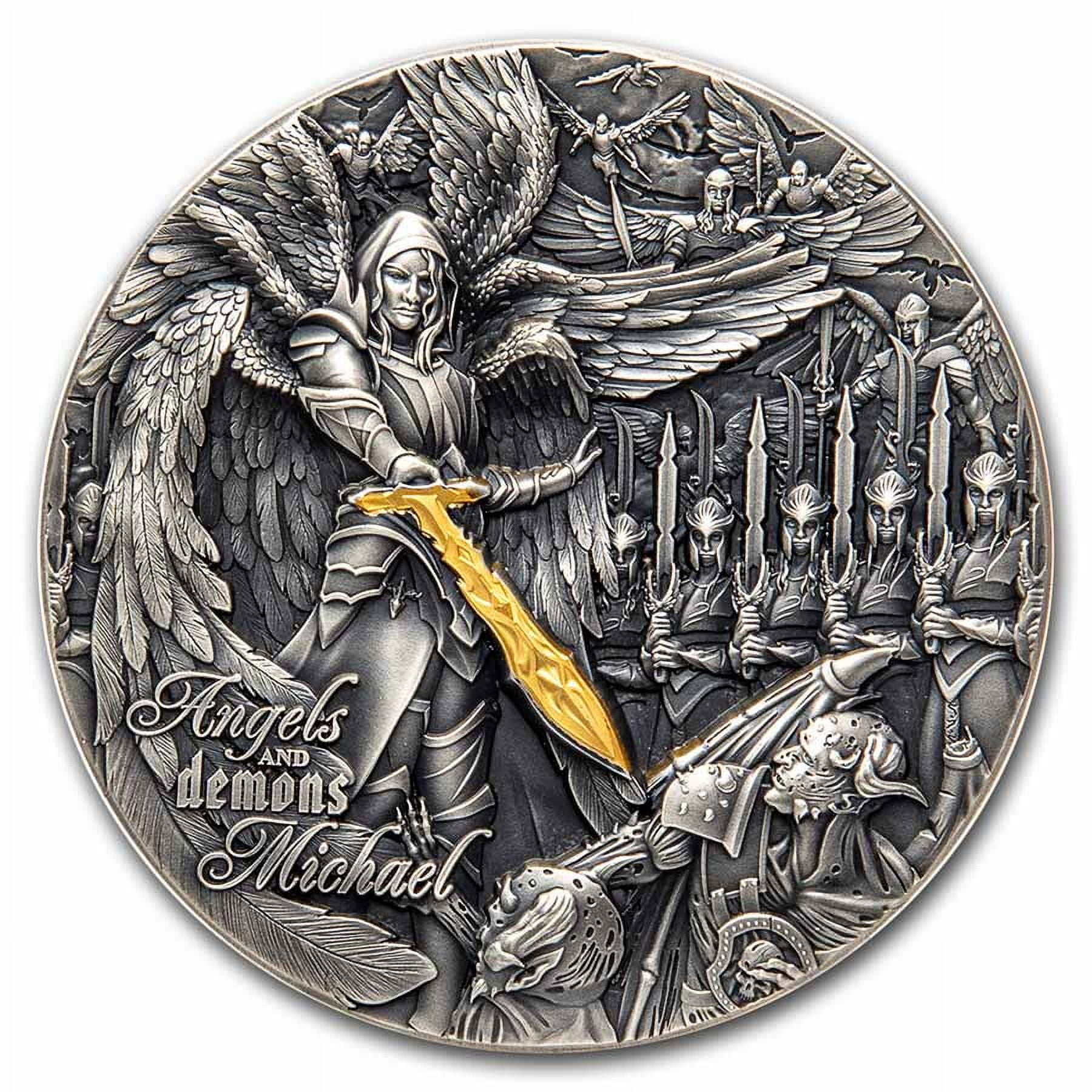 2022 Niue 2 oz Pure Silver Antique Angels & Demons: Michael Limited Edition Coin - Walmart.com