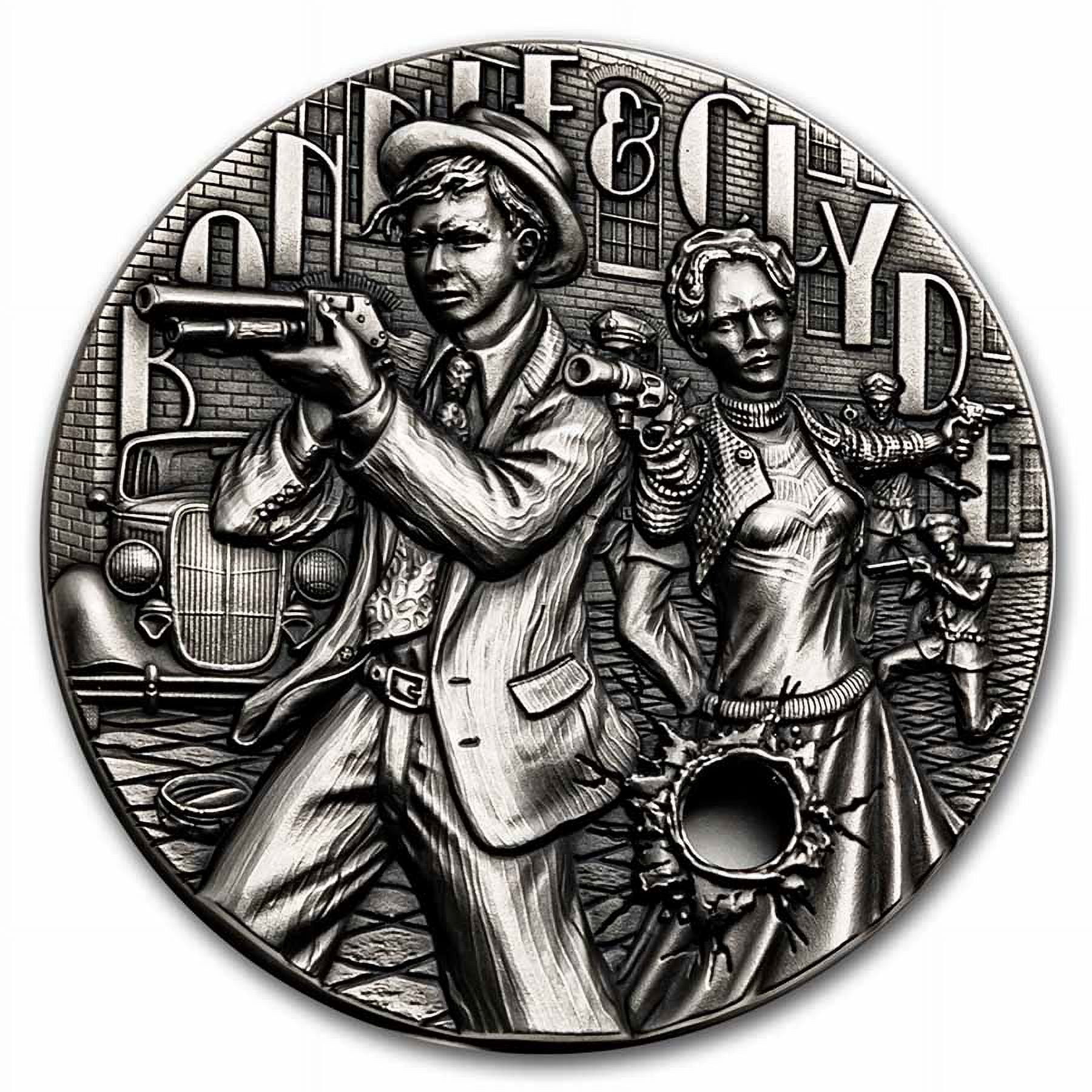 2022 Niue 2 oz Silver Antique The Gangsters: Bonnie and Clyde - Walmart.com