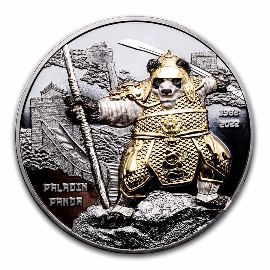 2022 Palau 3 oz Silver 40th Anniversary Paladin Panda (Dmg COA ...