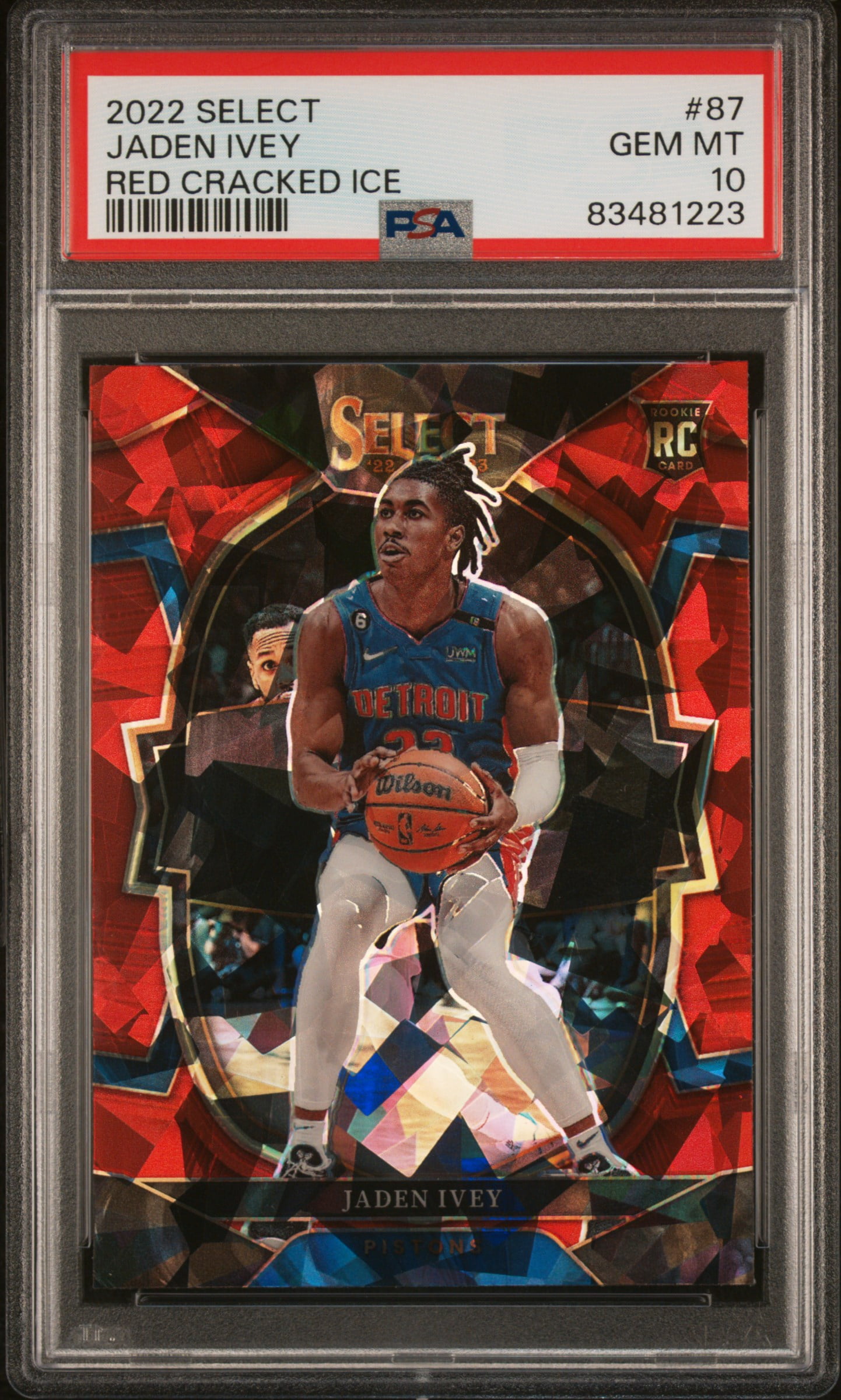 2022 Panini Select #87 Jaden Ivey Concourse Red Cracked Ice Prizm PSA ...