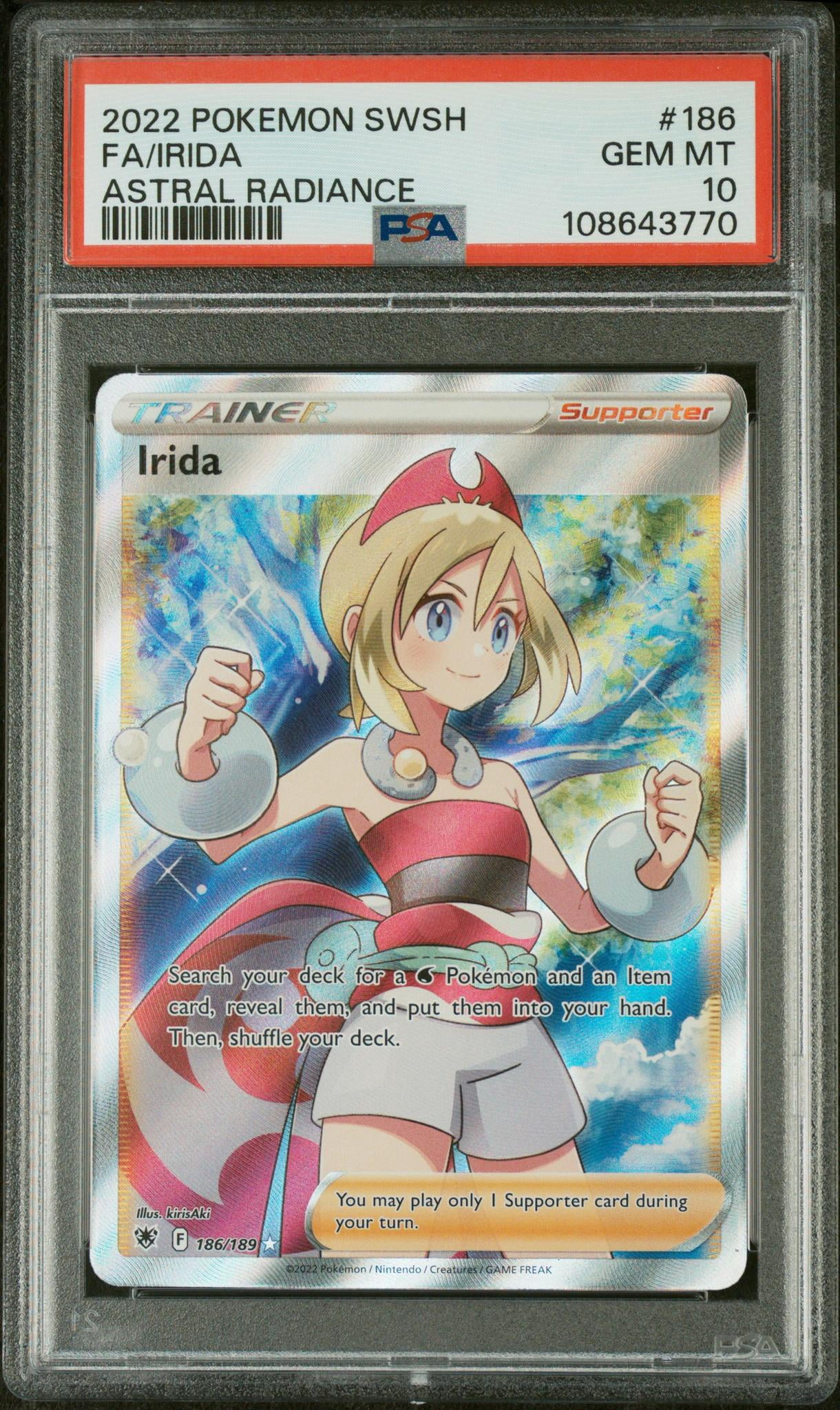 2022 Pokémon SWSH Astral Radiance Irida FA Supporter #186 PSA 10 ...