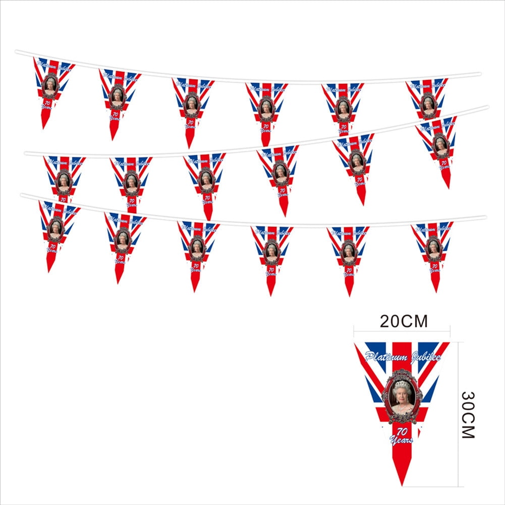 2022 Queen Elizabeth II Platinums Jubilee String Flag Triangle Square ...