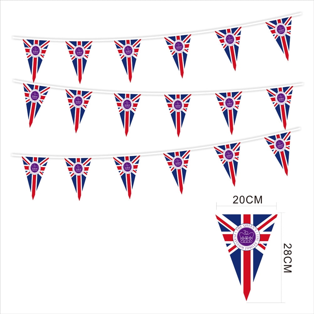 2022 Queen Elizabeth II Platinums Jubilee String Flag Triangle Square ...