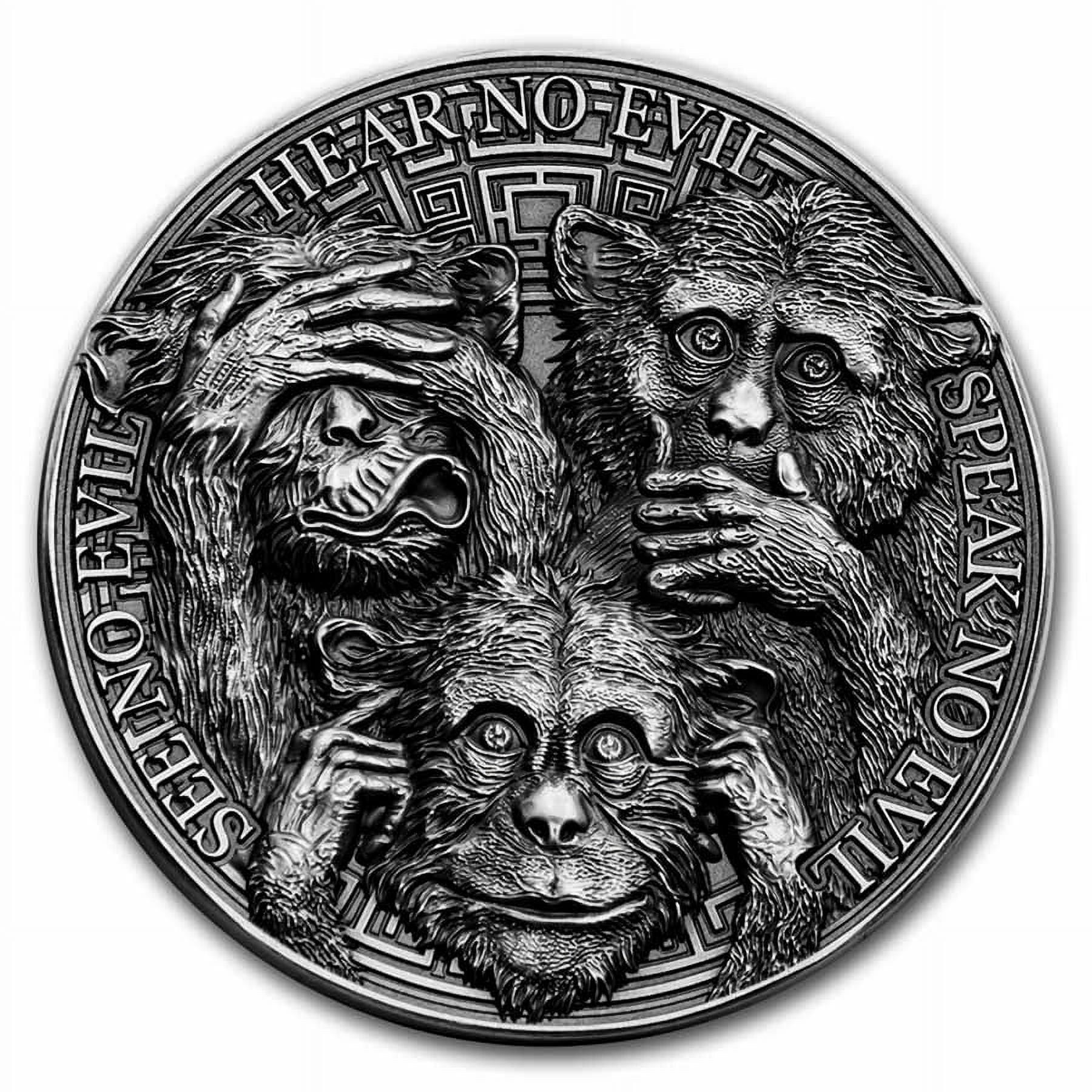 2022 Republic of Ghana 1 oz Silver Antique Three Wise Monkeys - Walmart.com