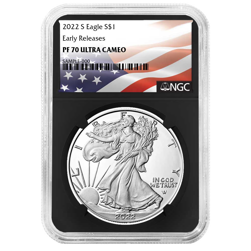 2022-S Proof $1 American Silver Eagle NGC PF70UC ER Flag Label Retro ...