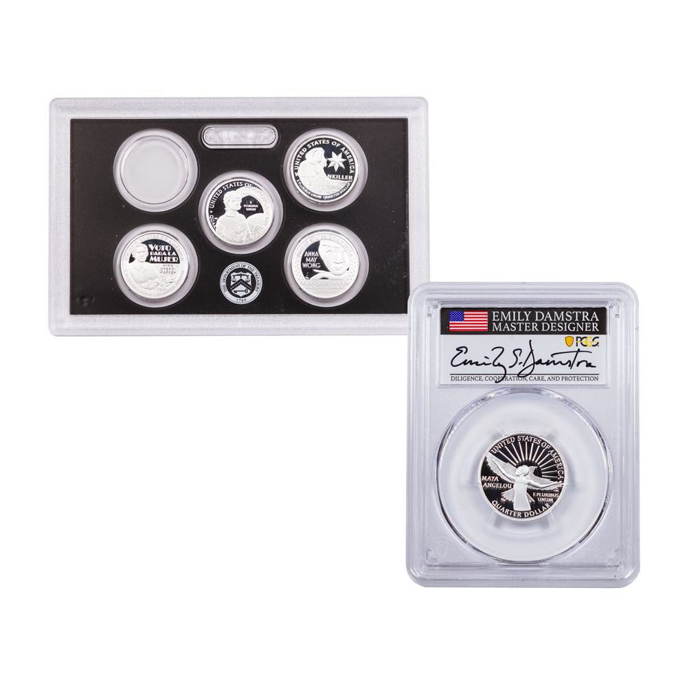 2022-S Silver 5pc Set Proof American Women Quarters + 2022-S 25c Silver ...