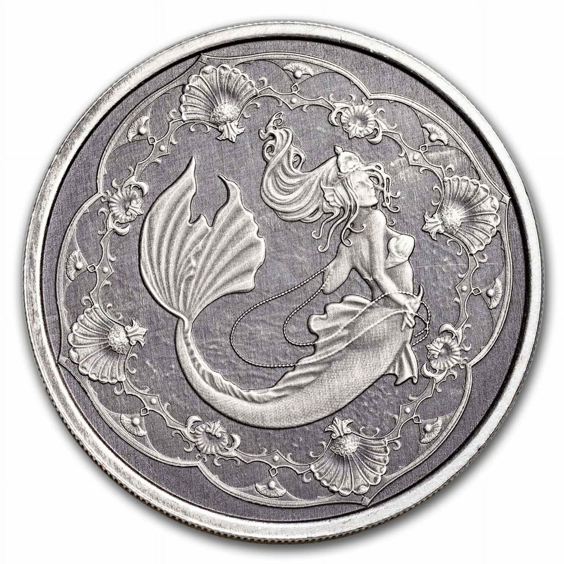 2022 Samoa 1 oz Ag 2 Tala Mermaid Princess of the Seas (Antique ...