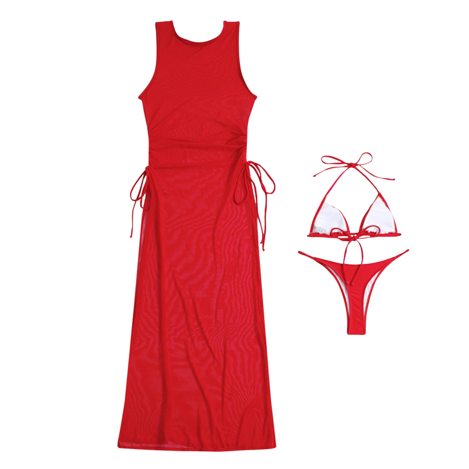 2022 Solid Corlor 3 Bikinis Set Woman Swimwear Swimsuit Beachwear ...