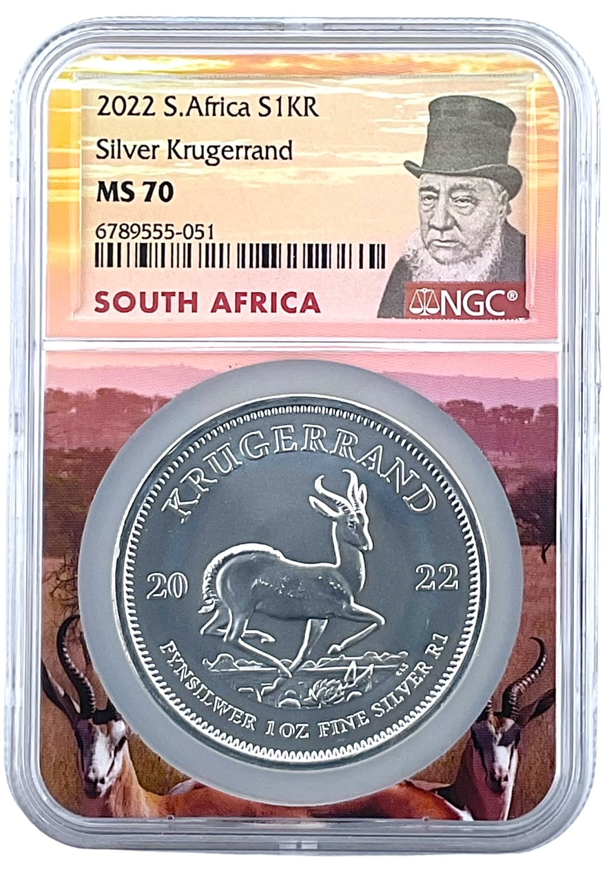 2022 South Africa 1oz Silver Krugerrand NGC MS70 Kruger Picture Core ...