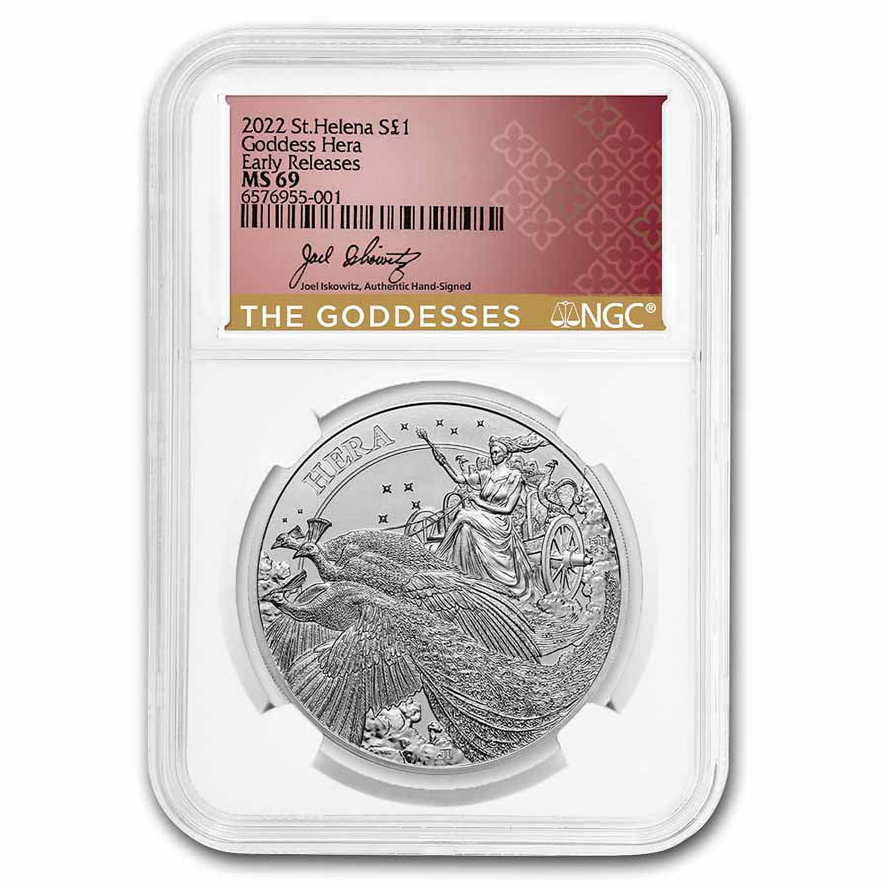 2022 St. Helena 1 oz Silver Hera and the Peacock MS-69 NGC (ER ...