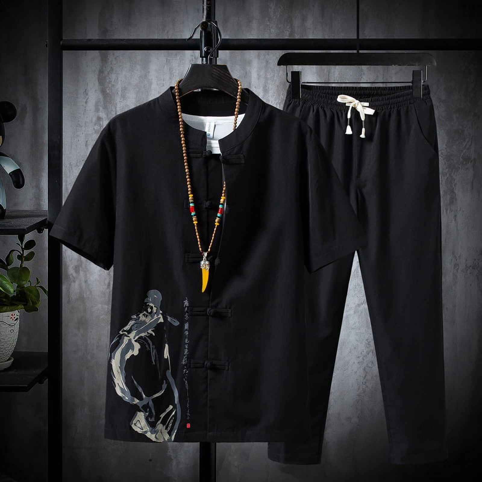 2022 Summer Men Chinese Style Tang Suit Mens Traditional Tai Chi Retro ...