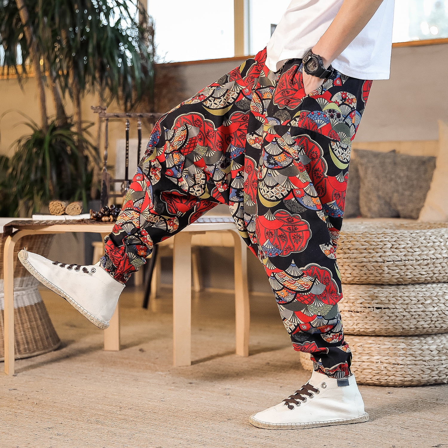 2022 Summer Mens Baggy Cross Pants Men Women Hip-hop Print Wide Leg ...