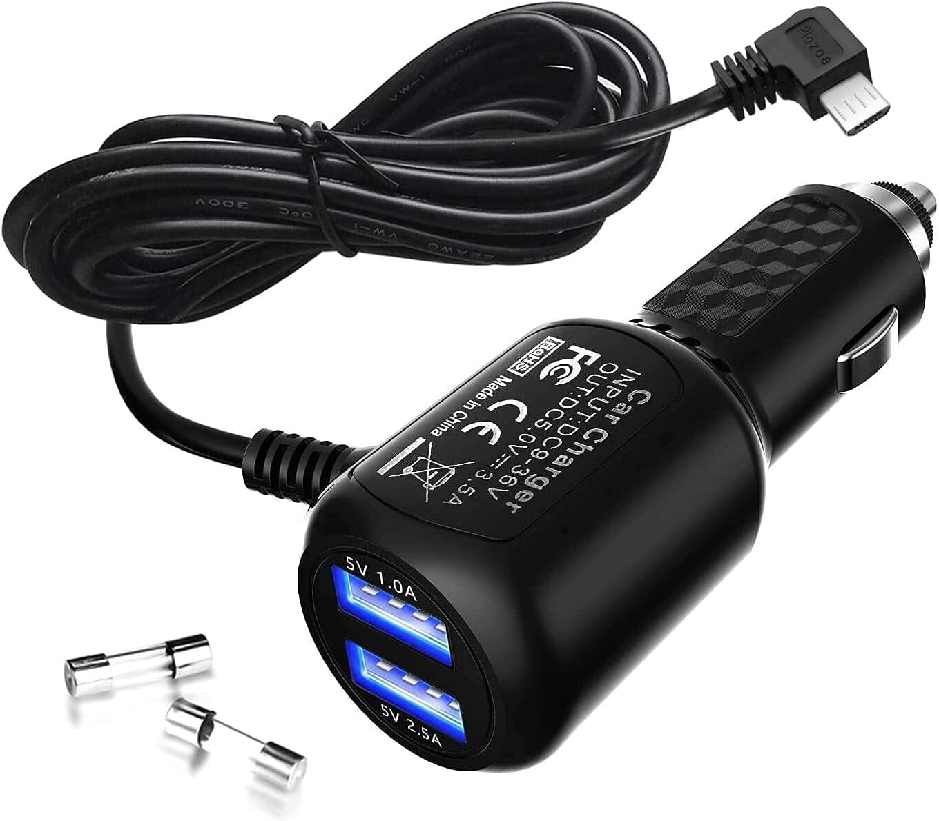 2022 Upgraded Micro USB Dash Cam Charger with Dual USB Port Compatible ...