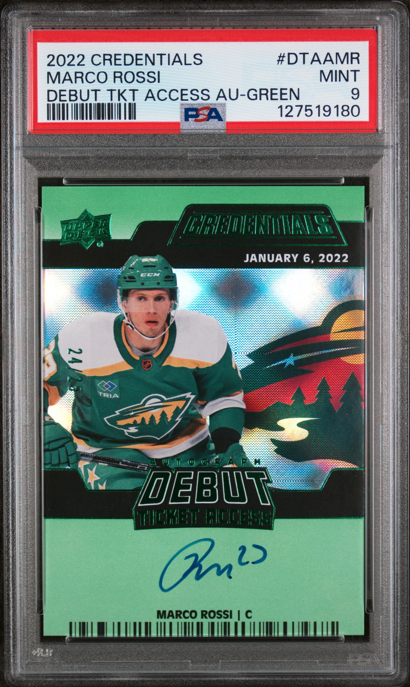 2022 Upper Deck Credentials Debut Ticket Access Autographs Green Marco ...