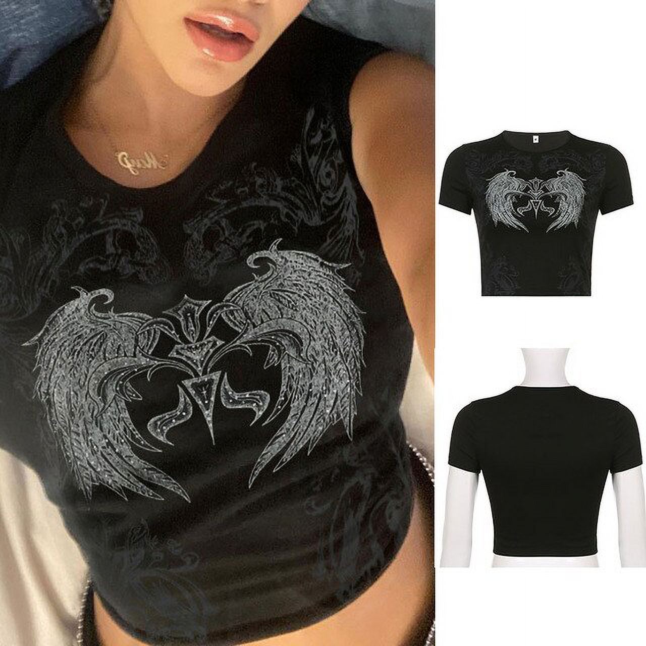 2022 Vintage Clothes Y2k Corset Crop Top Women Cyber Baby Tee Emo ...