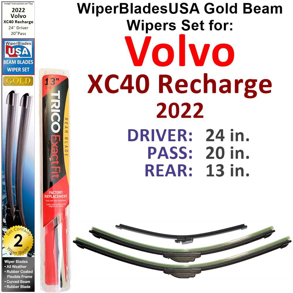 2022 Volvo XC40 Recharge Beam Wiper Blades Wipers WBUSA (Set of 3) w ...