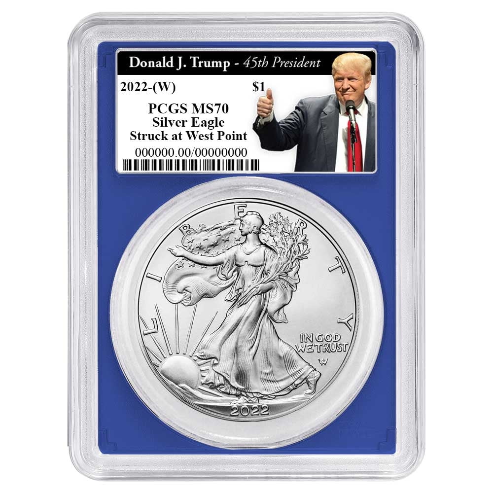 2022 (W) $1 American Silver Eagle PCGS MS70 Trump 45th President Label ...