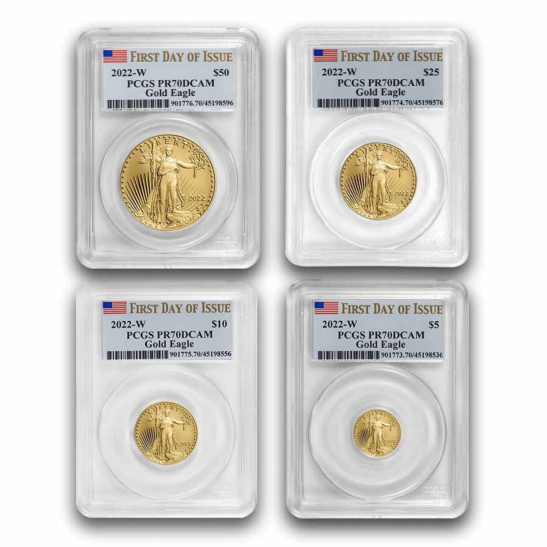 2022-W 4-Coin Proof Gold Eagle Set PR-70 PCGS (First Day) - Walmart.com