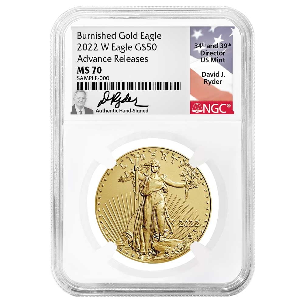 2022-W Burnished $50 American Gold Eagle 1 oz NGC MS70 AR Ryder Flag Label - Walmart.com