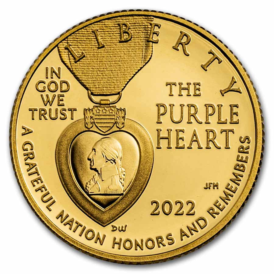 2022-W Gold $5 Commem Purple Heart Proof (w/Box & CoA) - Walmart.com